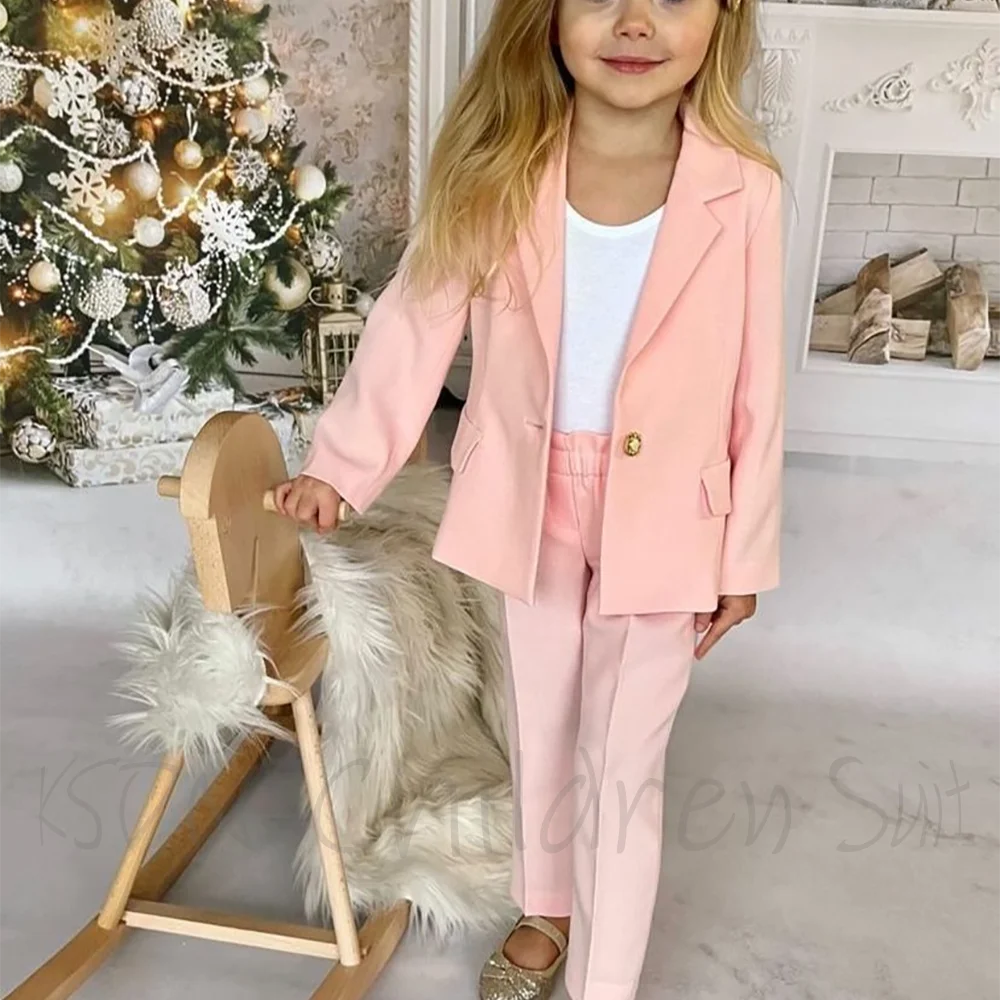 Girls Suit Two Pieces Slim Fit Kids Tuxedo Suit Single Button Formal ...