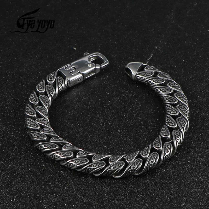 Multi-Size-Vintage-Mens-Cuban-Link-Chain-Bracelet-Punk-Stainless-Steel ...