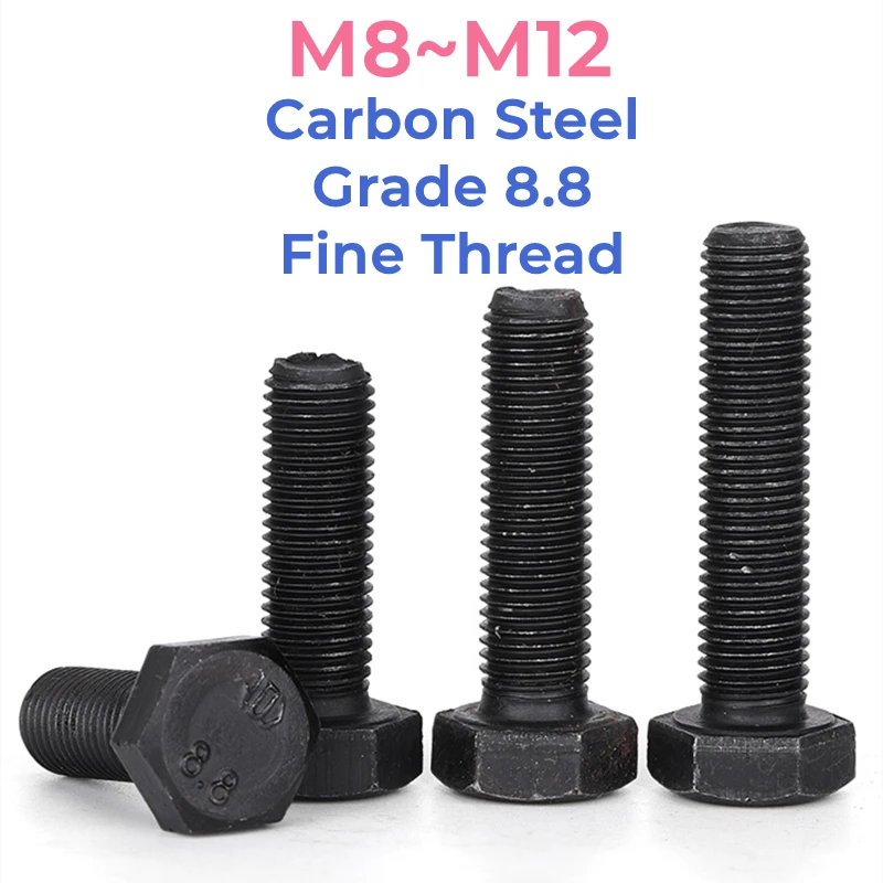 Grade-8-8-High-Strength-Black-Carbon-Steel-Fine-Thread-Outside-Hex-Head ...