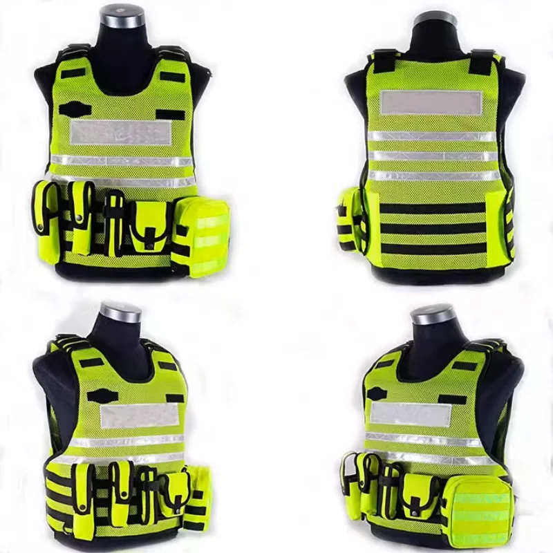 Multifunctional Black Tactical Outdoor Reflective Vest Lining Yellow ...