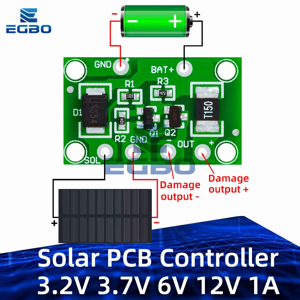 1~10PCS Solar PCB Controller 3.2V 3.7V 6V 12V 1A Light Control Solar ...