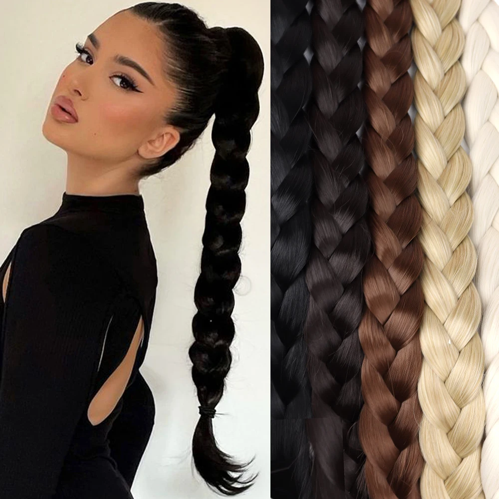 Extensiones de Cabello sintético de cola de caballo trenzada larga para ...