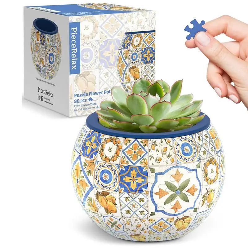 3D-Puzzle-Planter-Succulent-Planter-with-Drainage-Small-Round-Plant ...