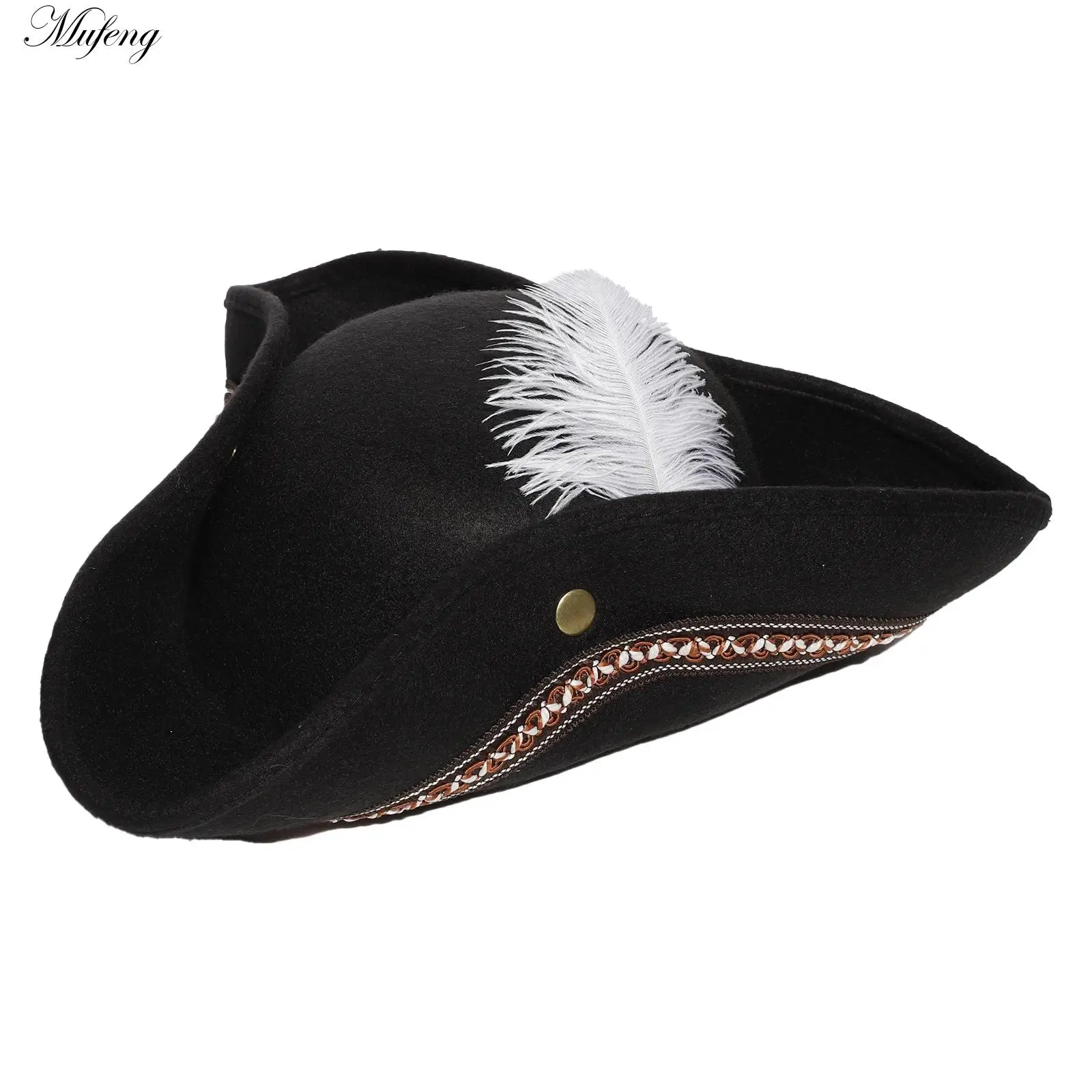 Tricorn Pirate Hat Captain Hat Brown for Adult Men Women Cosplay ...