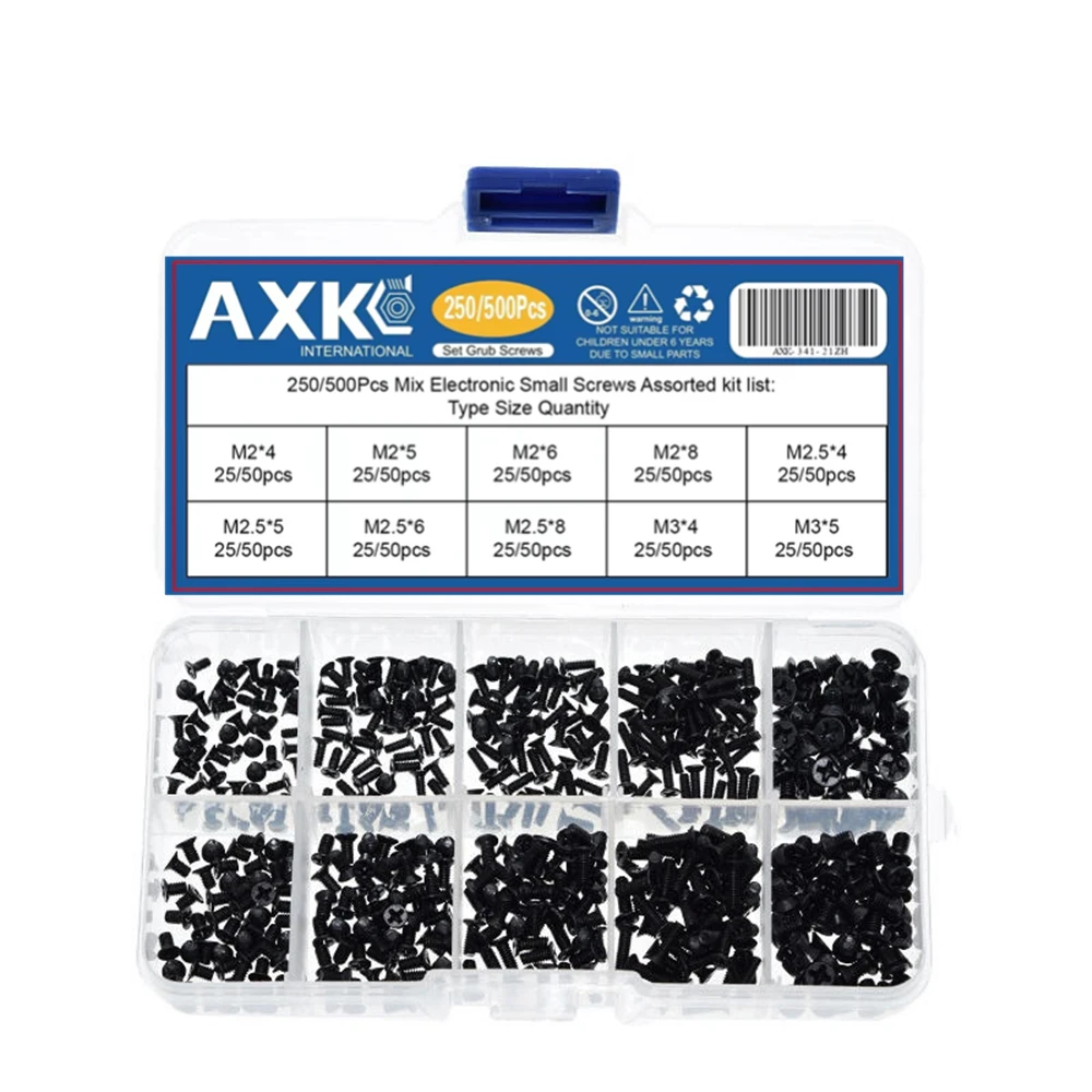 AXK 250Pcs/500Pcs M2 M2.5 M3 KM Screw Flat Head Phillips Screws Laptop ...