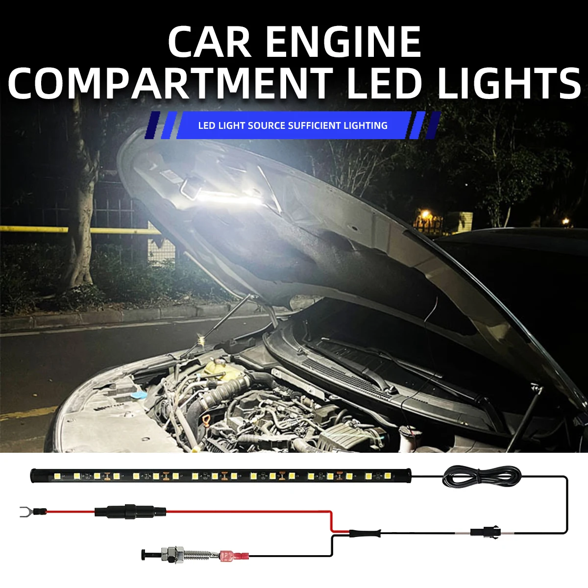 Universal LED Car Under Hood Work Inspection Light Kit Waterproof 12V ...