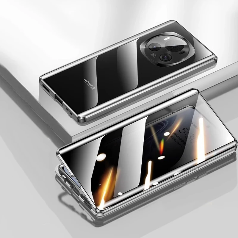 360° Privacy Anti-Peeping Magnetic Glass Metal Phone Case for Honor ...