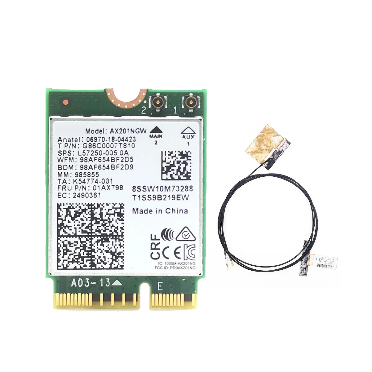 AX201-AX201NGW-WiFi-Card-with-2XAntenna-M-2-CNVio2-2-4-Ghz-5Ghz-WiFi-6 ...