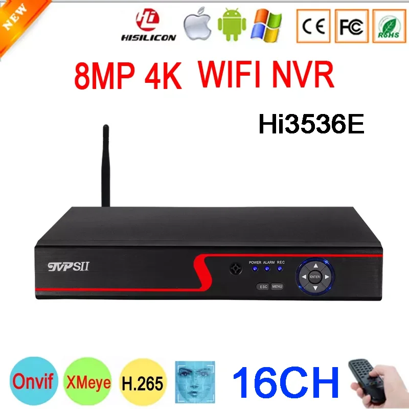 Red Panel 12v 3a Hi3536e Xmeye Audio H.265+ 8mp 4k 16ch 16 Channel Face ...
