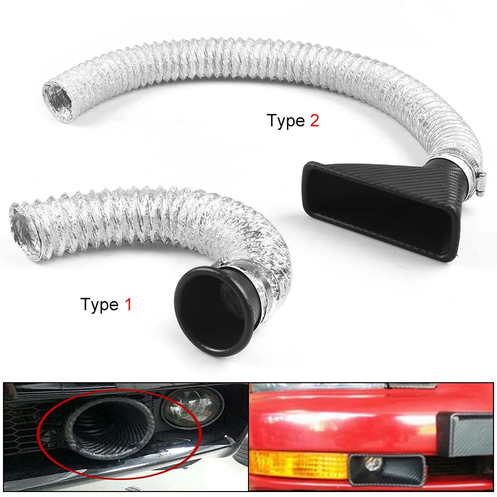 Car Front Bumper Turbo Air Intake Pipe Turbine Funnel Kit Carbon Fiber ...