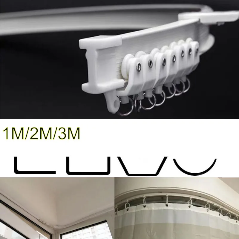 1-3-4-5-6M-Flexible-Ceiling-Mounted-Curtain-Track-Rail-Straight-Slide ...