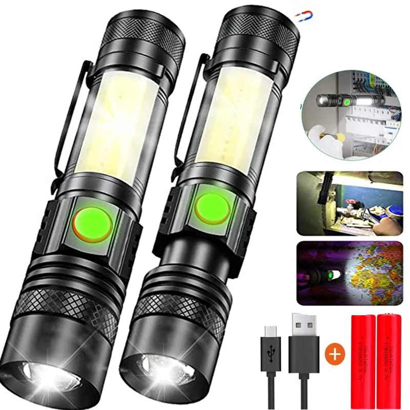 Super-bright-USB-Rechargeable-Flashlight-Super-Bright-Magnetic-LED ...