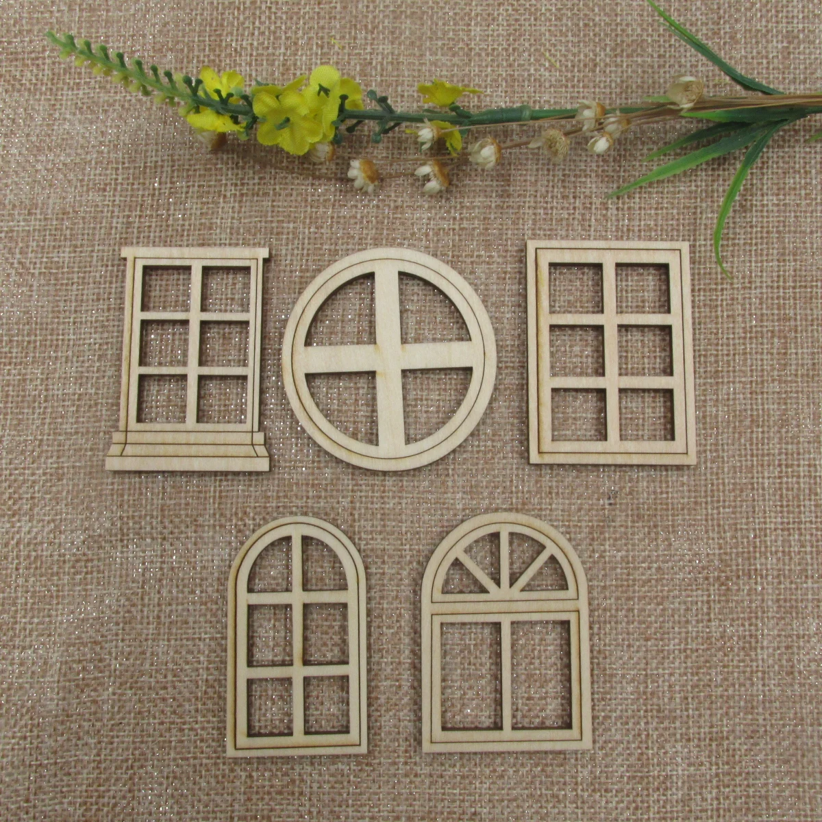 10pcs Unfinished Blank Wood Window Fairy Church Shape Wooden Fairy ...