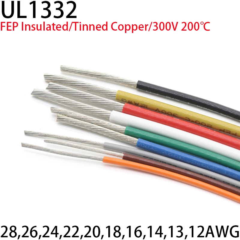 1M/5M 28/26/24/22/20/18/16/14/13/12AWG UL1332 PTFE Wire FEP Plastic Insulated High Temperature ...