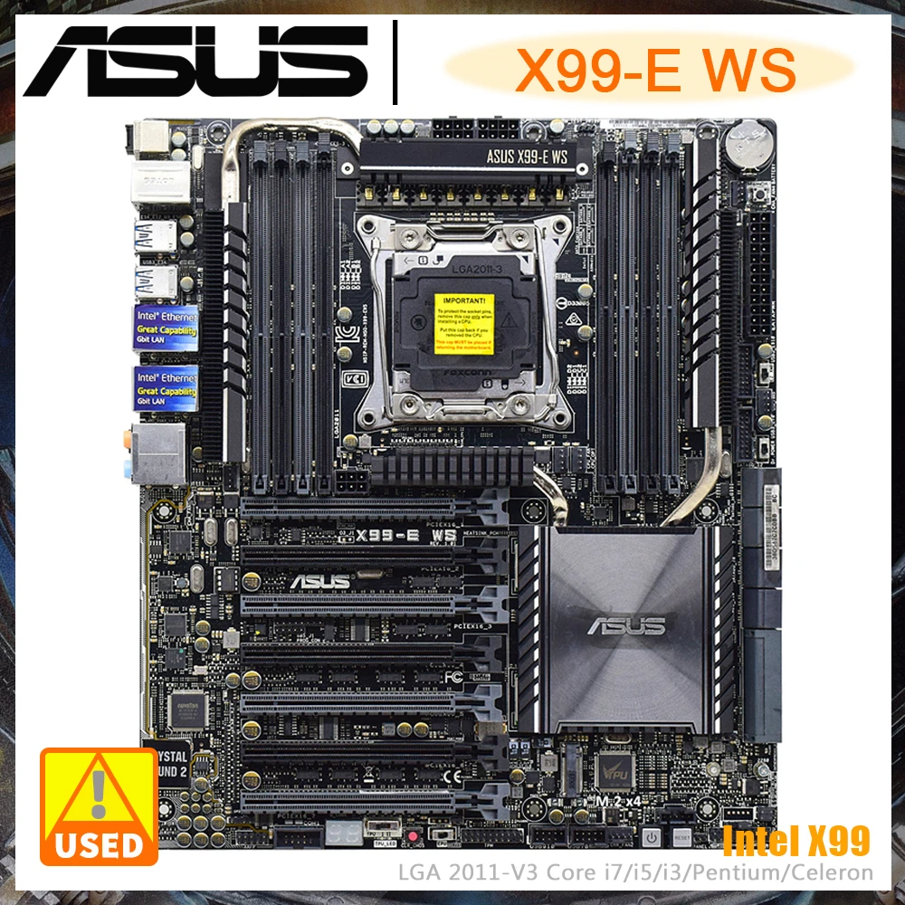ASUS X99 E WS CPU 마더보드, 인텔 X99 칩셋, DDR4 DIMM128GB 슬롯, LGA 2011 V3 온보드, 인텔 I218LM 기가비트 LAN, PCI E ...