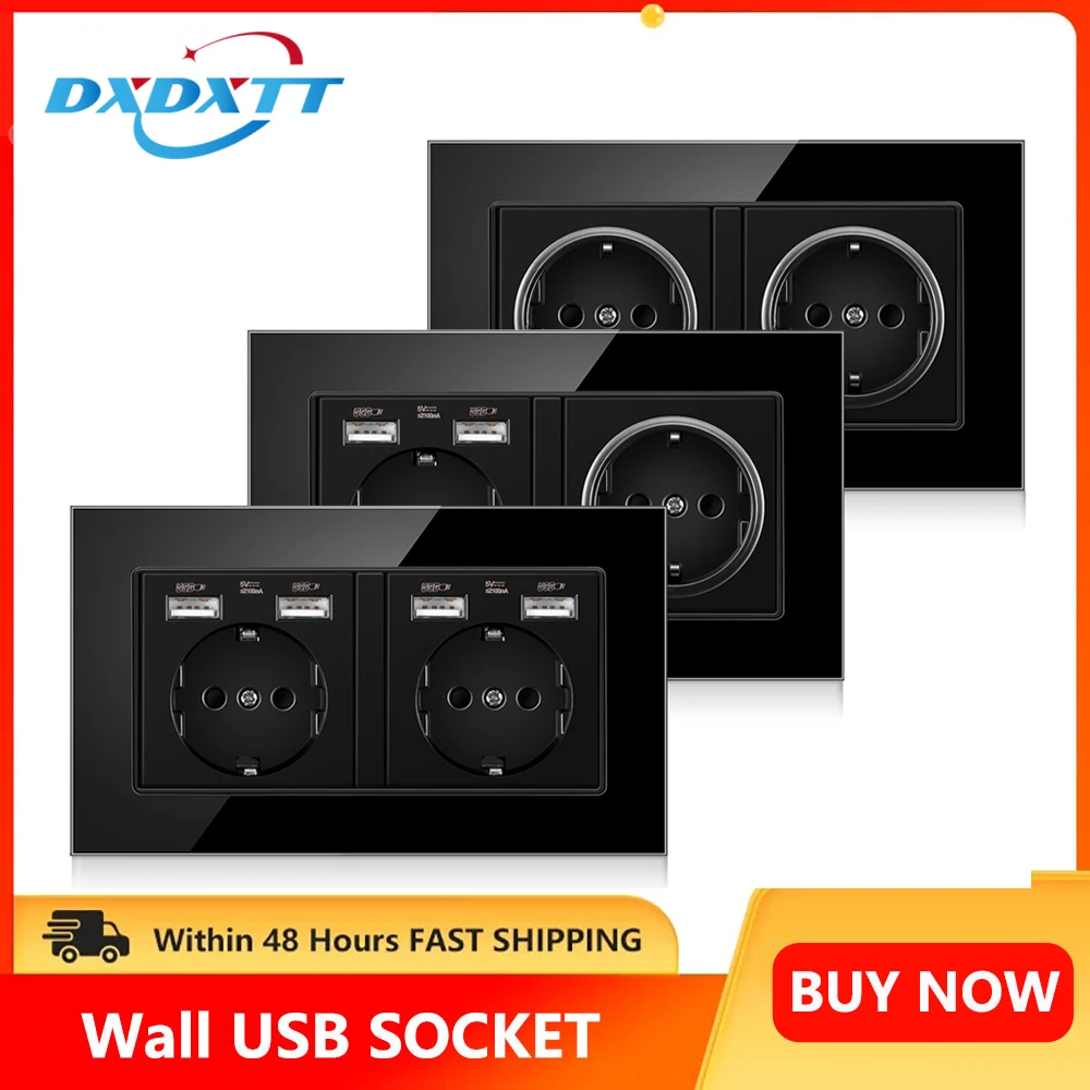 USB-Wall-Socket-EU-Standard-Power-Electrical-Socket-with-2-USB-Charge ...