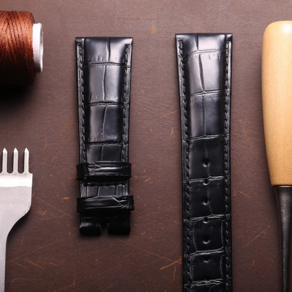 Alligator Leather Watch Bands For OMEGA Wrist Straps HandMade Crocodile ...