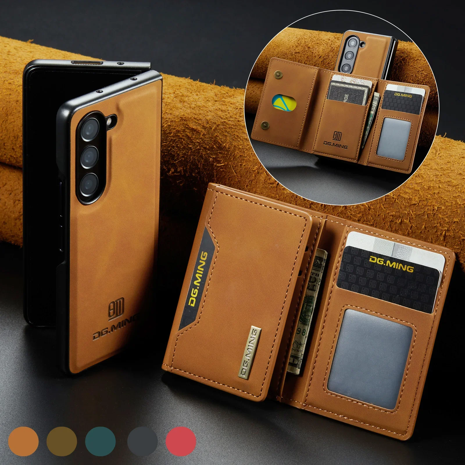 2 in 1 Removable Card Bag Wallet Leather Case for Samsung Galaxy Z Fold ...