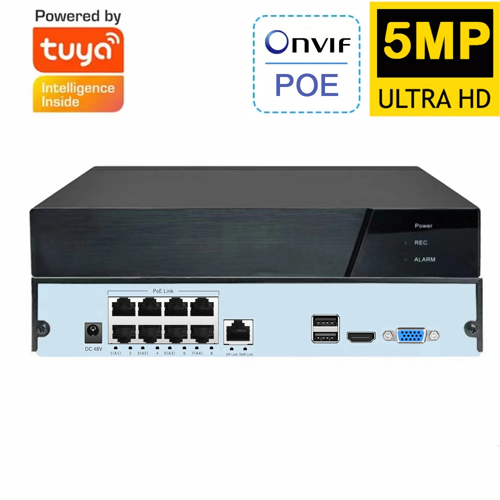 Tuya Smart Life 8ch 4ch 4k 8mp Poe Onvif Nvr Video Recorder H.265 Ip ...
