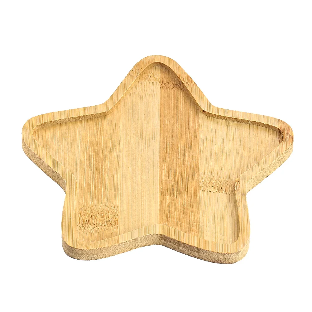 15CM Bamboo Star Shaped Wooden Tray Natural Wooden Pentagram Storage ...