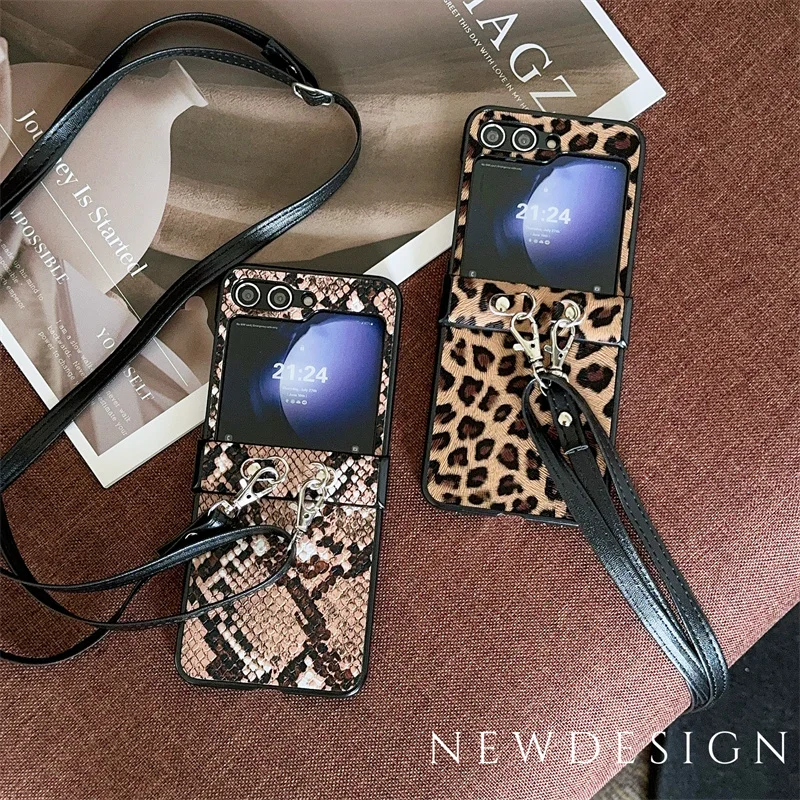 Leopard Print PC Flip Cover For Samsung Galaxy Z Flip 4 6 5 Flip6 Flip4 ...