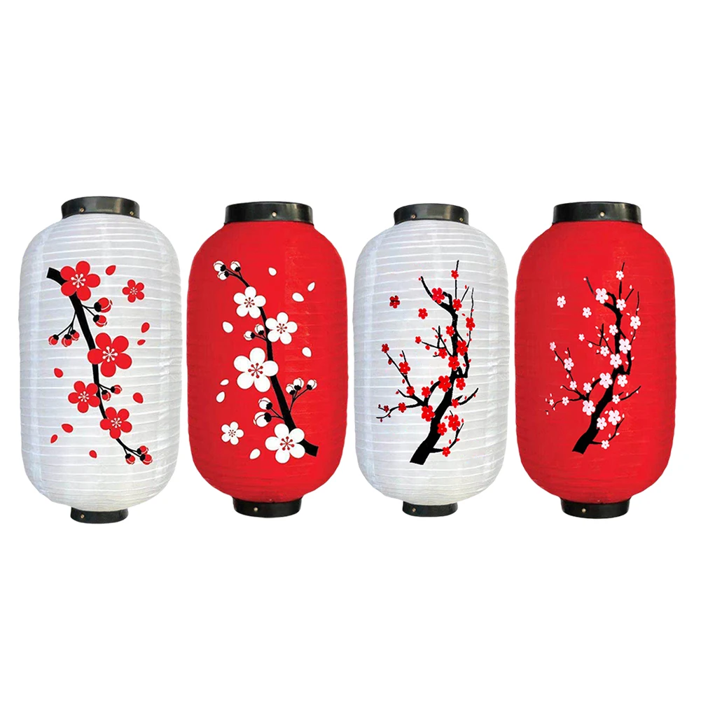 4Pcs Plum Lantern Cloth Lantern Decorative Hanging Lantern 25cm Plum ...
