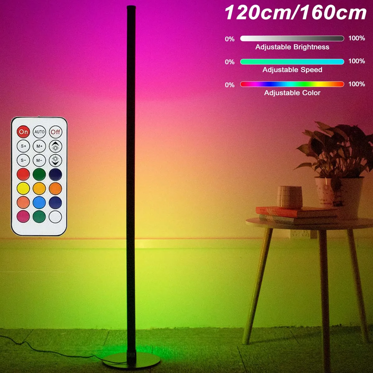 Round-Base-LED-Strip-Light-Bar-with-Remote-Dimmer-Floor-Lamp-for ...