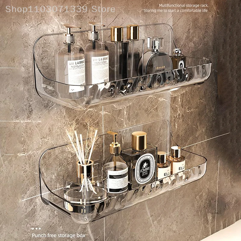 Bathroom-Transparent-Shelf-Rack-Wall-mounted-Washbasin-No-punch ...