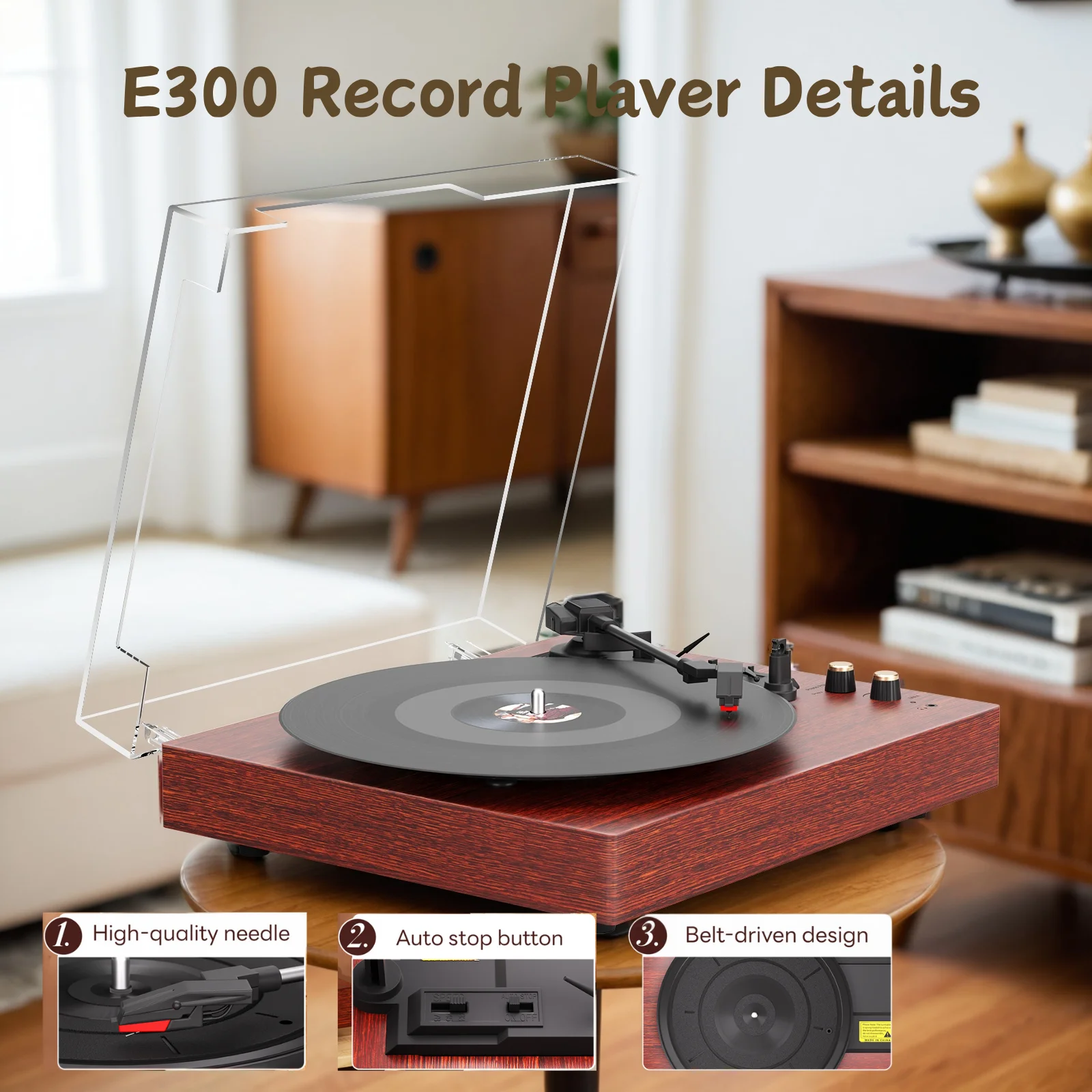 MAIO Record Player Bluetooth Vintage Audio Turntables 3-Speed 33/45 ...