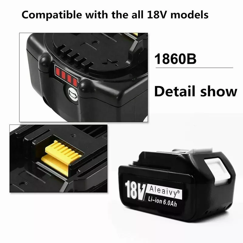 Com Carregador BL1860 Recarregável Batteries18V 6000mAh Bateria de Iões Lítio para Makita 18v ...