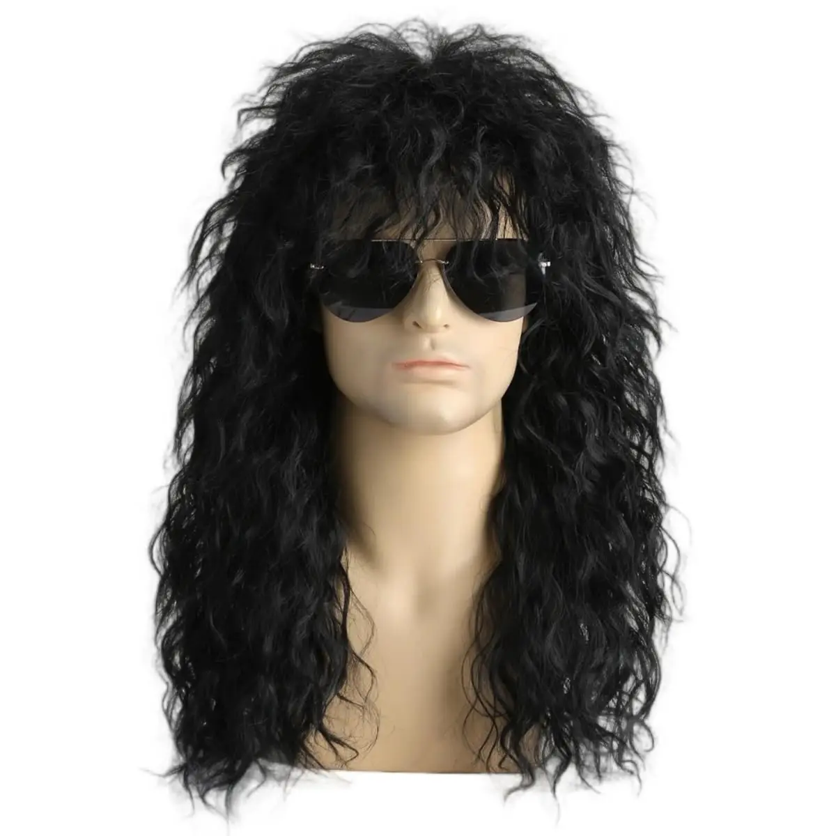 80s Wigs for Men Brown White Long Wavy Mullet Wigs for Women Heavy ...