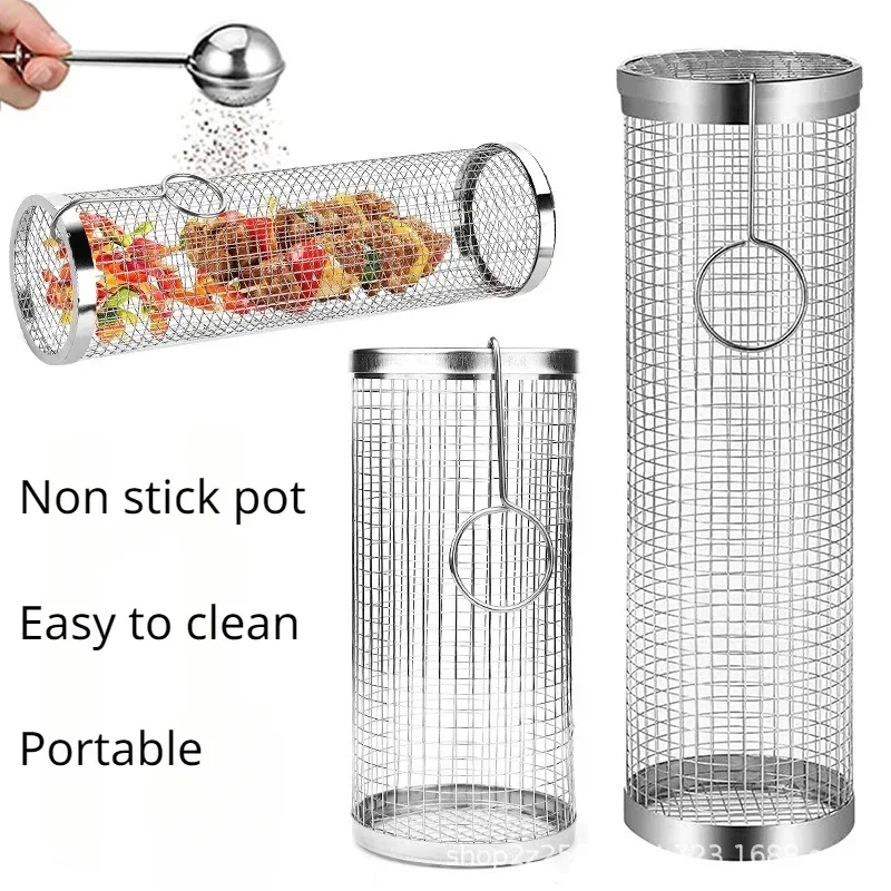 Stainless-Steel-Baking-Cage-Non-Stick-Pot-Grill-Basket-Outdoor-Portable ...