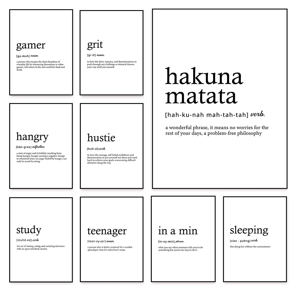 English-Word-Explanation-Letters-Posters-Canvas-Painting-Nordic ...