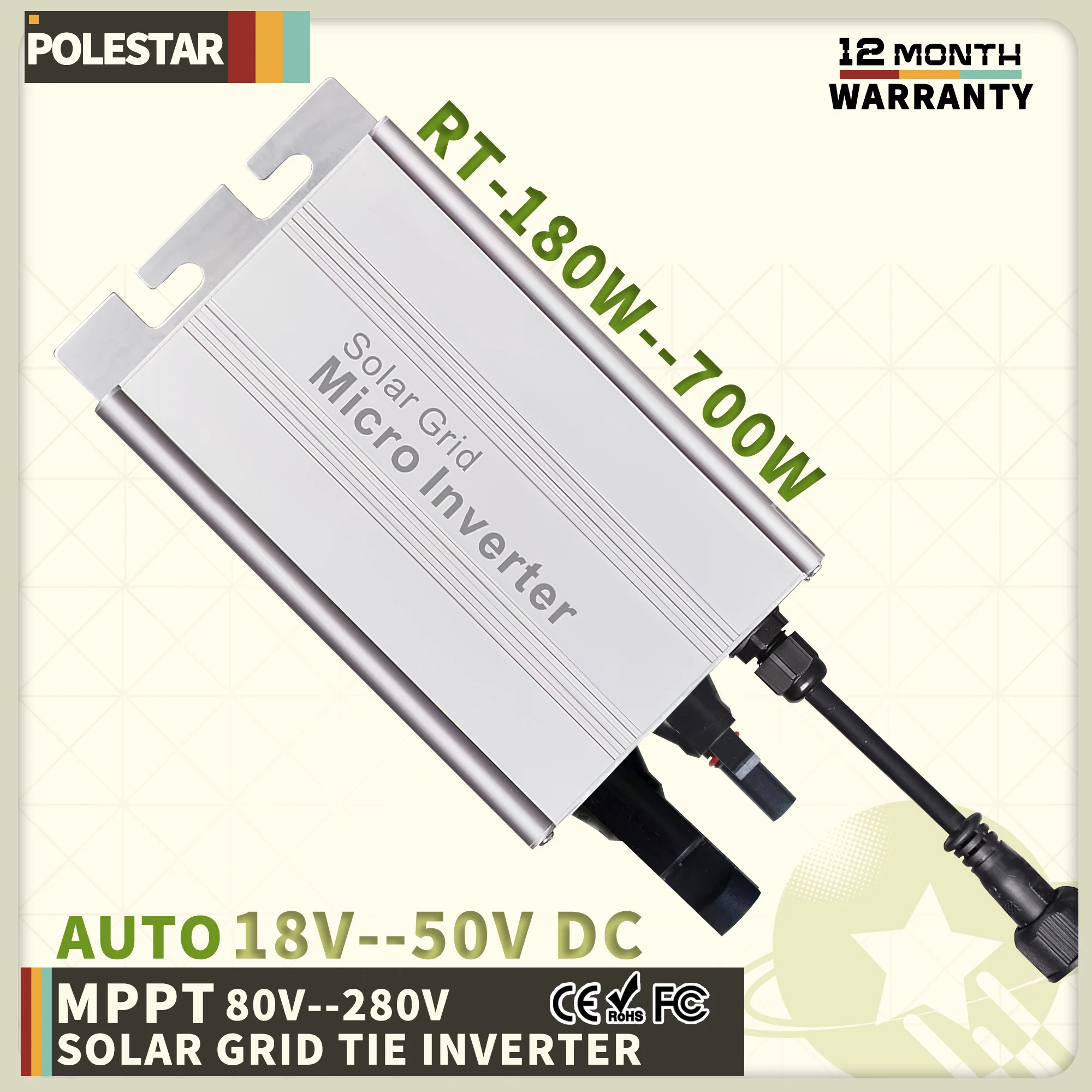 Polestar Solar Grid Tie Micro Inverter MPPT Smart Micro PV System 180W ...