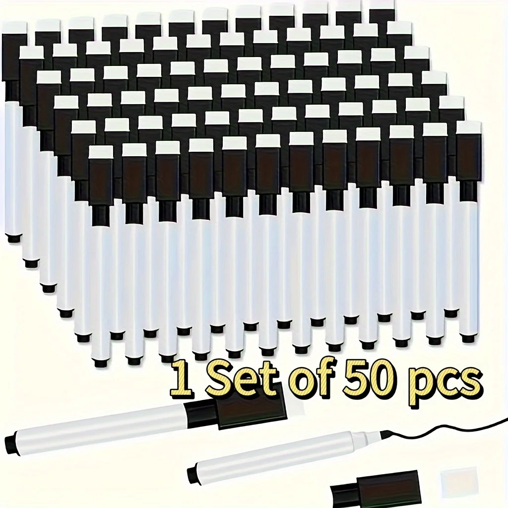 50 Pieces Dry Erase Markers Whiteboard Black Dry Erase Markers With ...