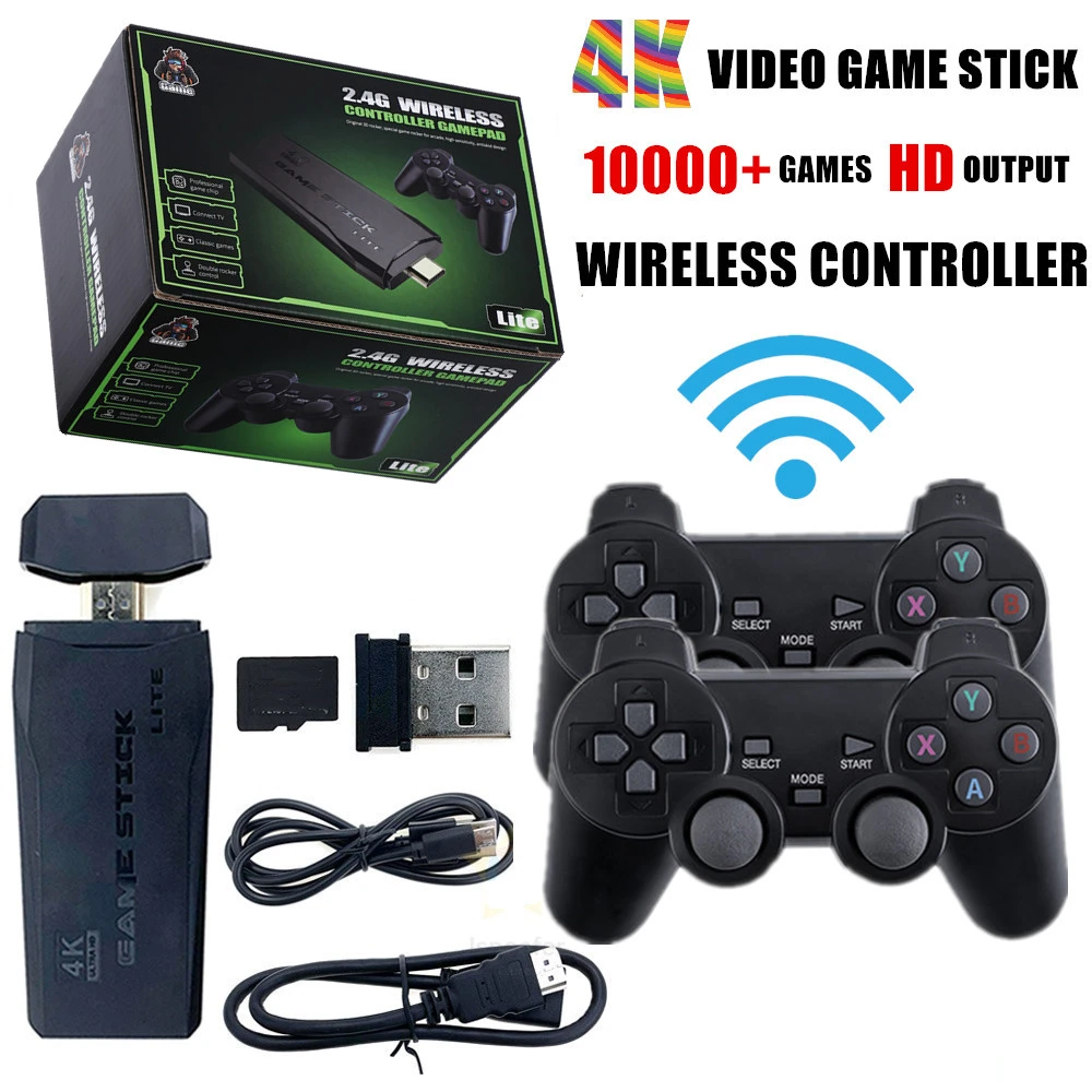 Mando inalámbrico de doble Mango, consola de videojuegos 4K, 2,4G, 10000 juegos, 64GB, 32GB ...