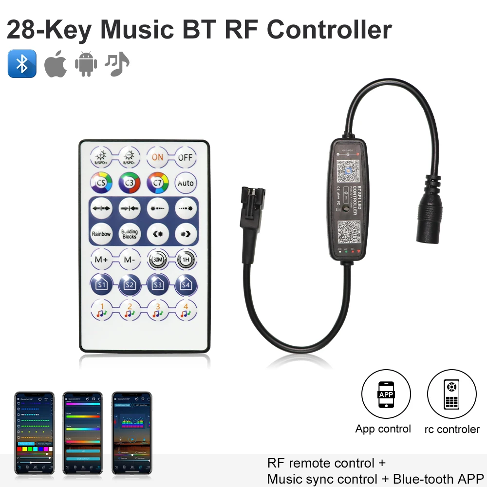 Tiras de retroiluminación LED WS2812B para TV, controlador de atenuadores con 28 teclas ...