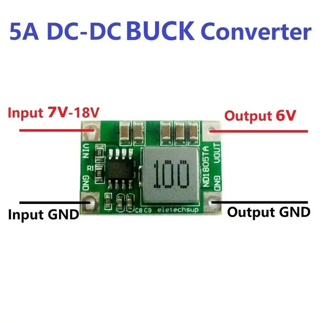 7-18V to 6V 5A DC DC Converter Voltage Dropout Step-Down Buck Module UVLO