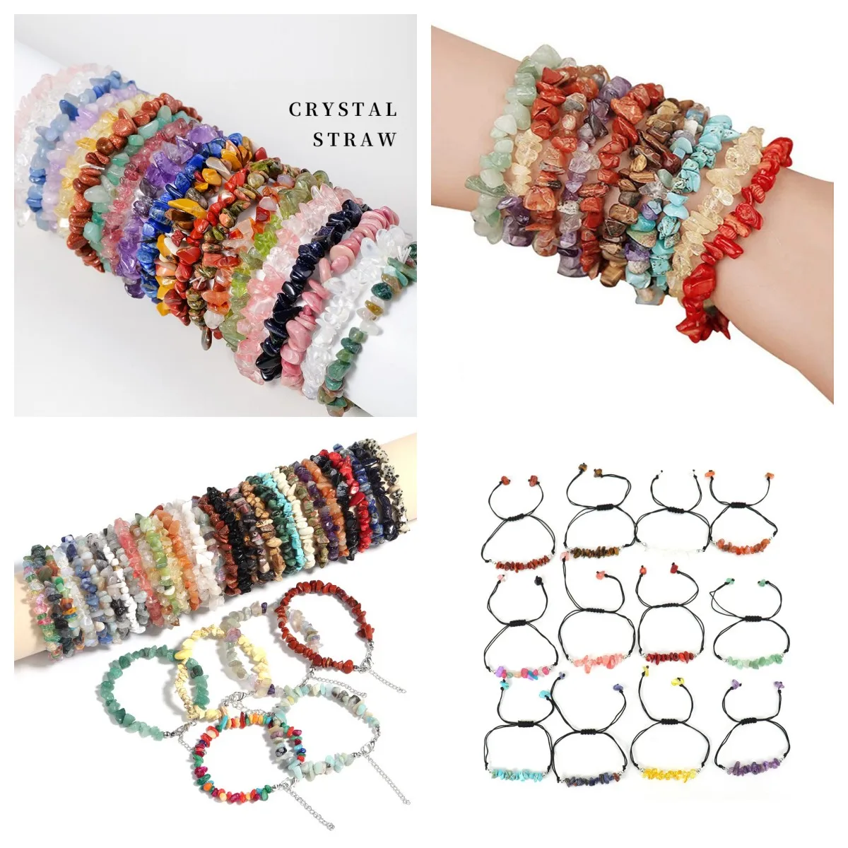 12pc-Natural-Gem-Stone-Bracelet-Irregular-Crystal-Stretch-Chip-Beads ...
