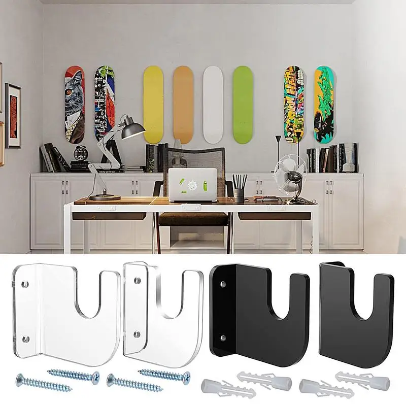 Longboard-Wall-Mount-Acrylic-Hanger-Display-2pcs-Skateboard-Deck ...