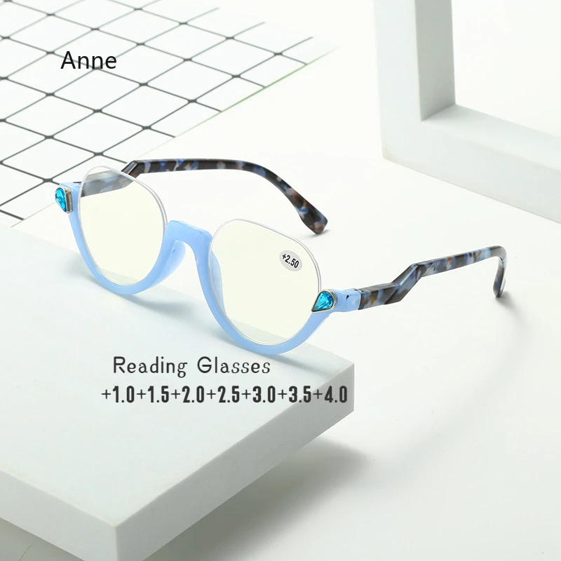 Diamond-Inlaid-Half-Frame-Reading-Glasses-for-Women-Anti-Blue-Light ...
