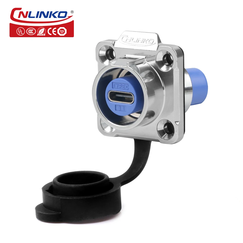 CNLINKO-Metal-Waterproof-USB-Type-C-Connector-USB3-1-Female-Socket-3A ...