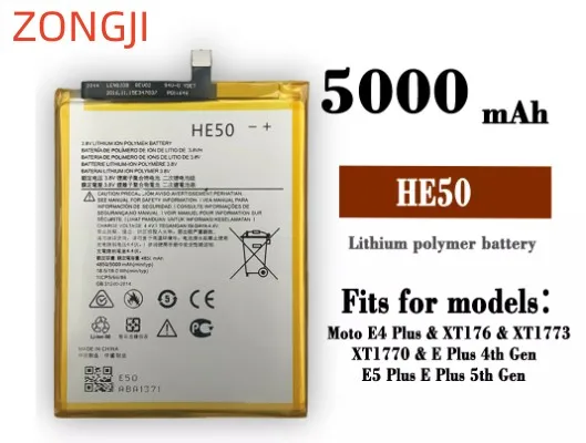 Batería HE50 de 5000mAh para Motorola Moto, E4 Plus, E5 PLUS, XT1770 ...