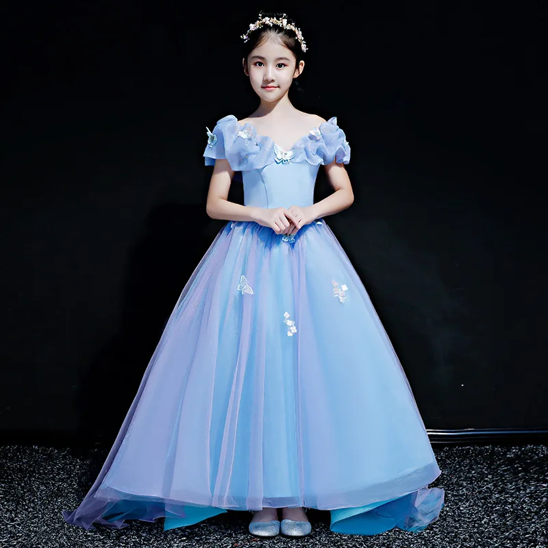 Elegant Princess Dress for Little Girls Children Girl Plain Long ...