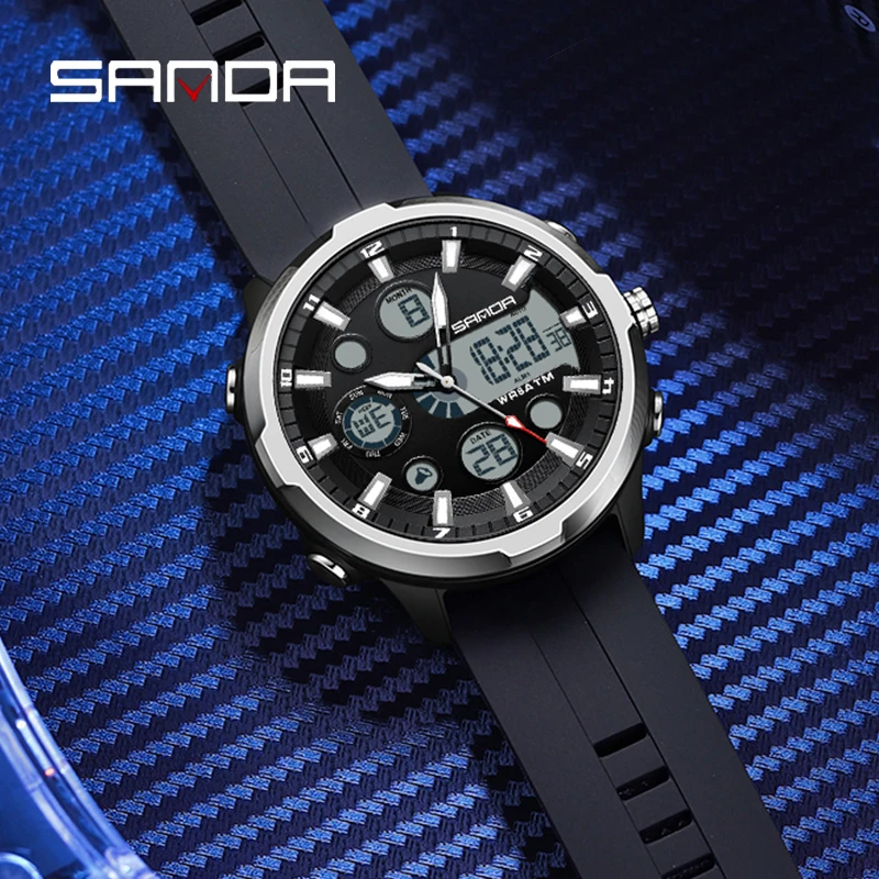 SANDA-reloj-Digital-de-lujo-para-hombre-pulsera-de-cuarzo-resistente-al ...