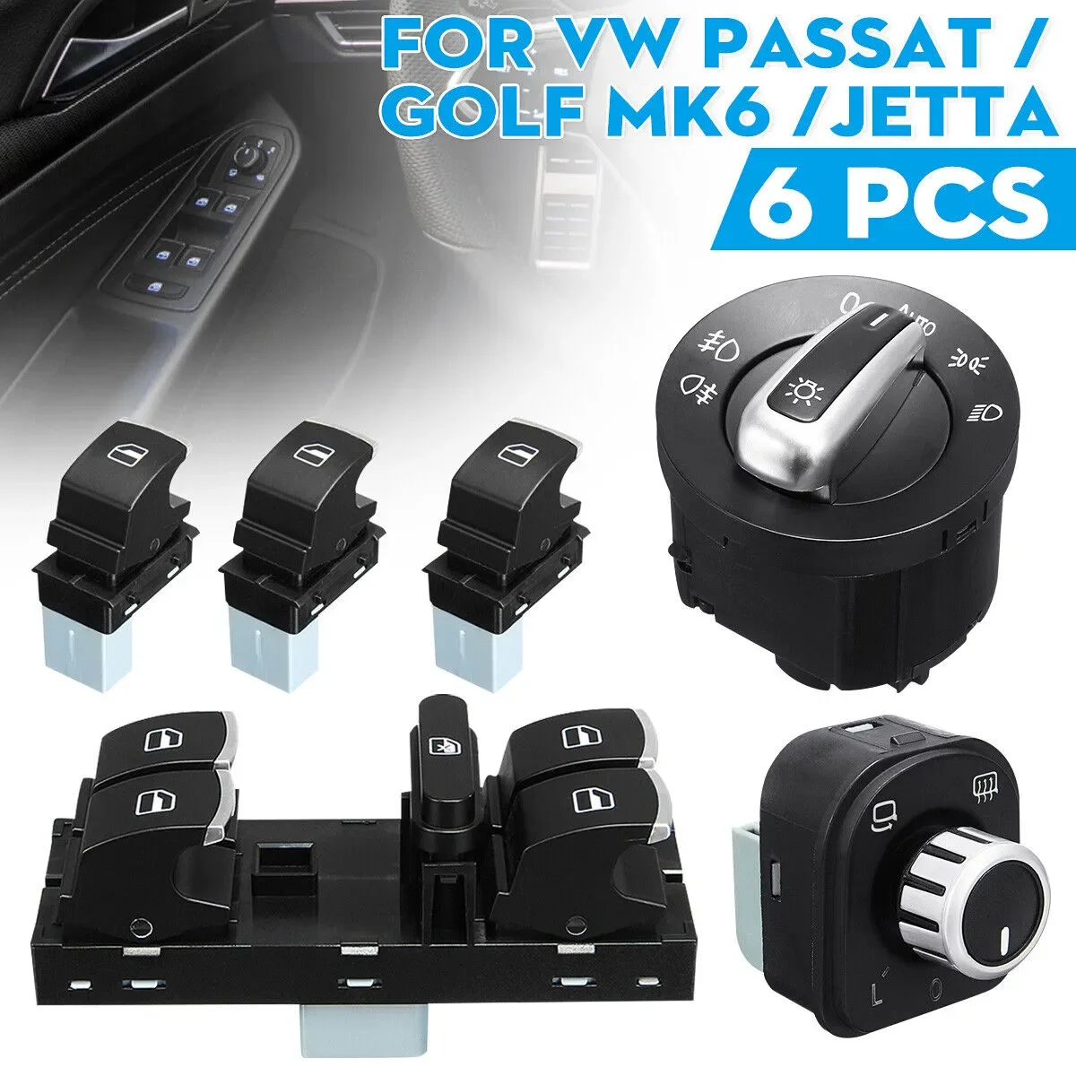 Car-Chrome-Headlight-Switch-Chrome-Power-Side-Mirror-Switch-For-VW-Golf ...