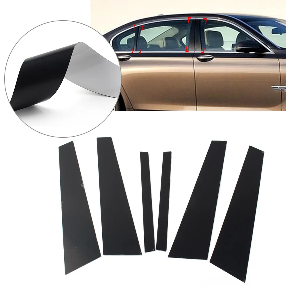 6x-Glossy-Black-Car-Window-Pillar-Posts-Door-Trims-Cover-Decorative-For ...