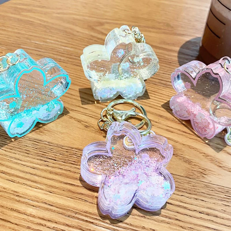 Creative-Acrylic-Quicksand-Into-Oil-Cherry-Blossom-Key-Chain-Cute ...