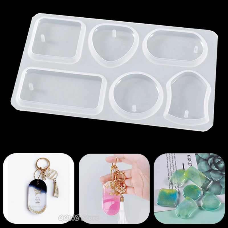 1/6/10pcs Keychain Pendant Silicone Mold Set DIY Pendant Crystal Epoxy ...