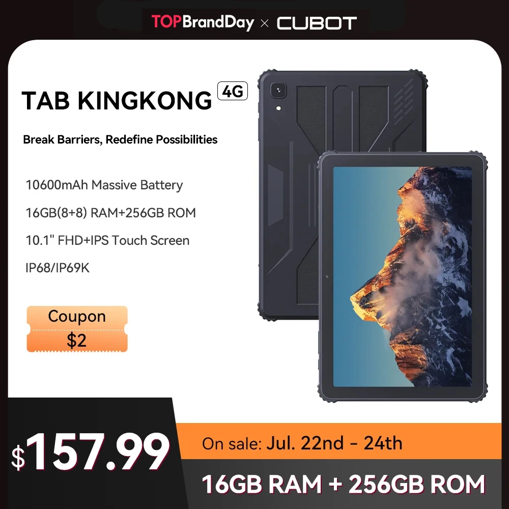 Cubot-TAB-KINGKONG-Rugged-Tablet-Android-13-IP68-Waterproof-16GB-RAM ...